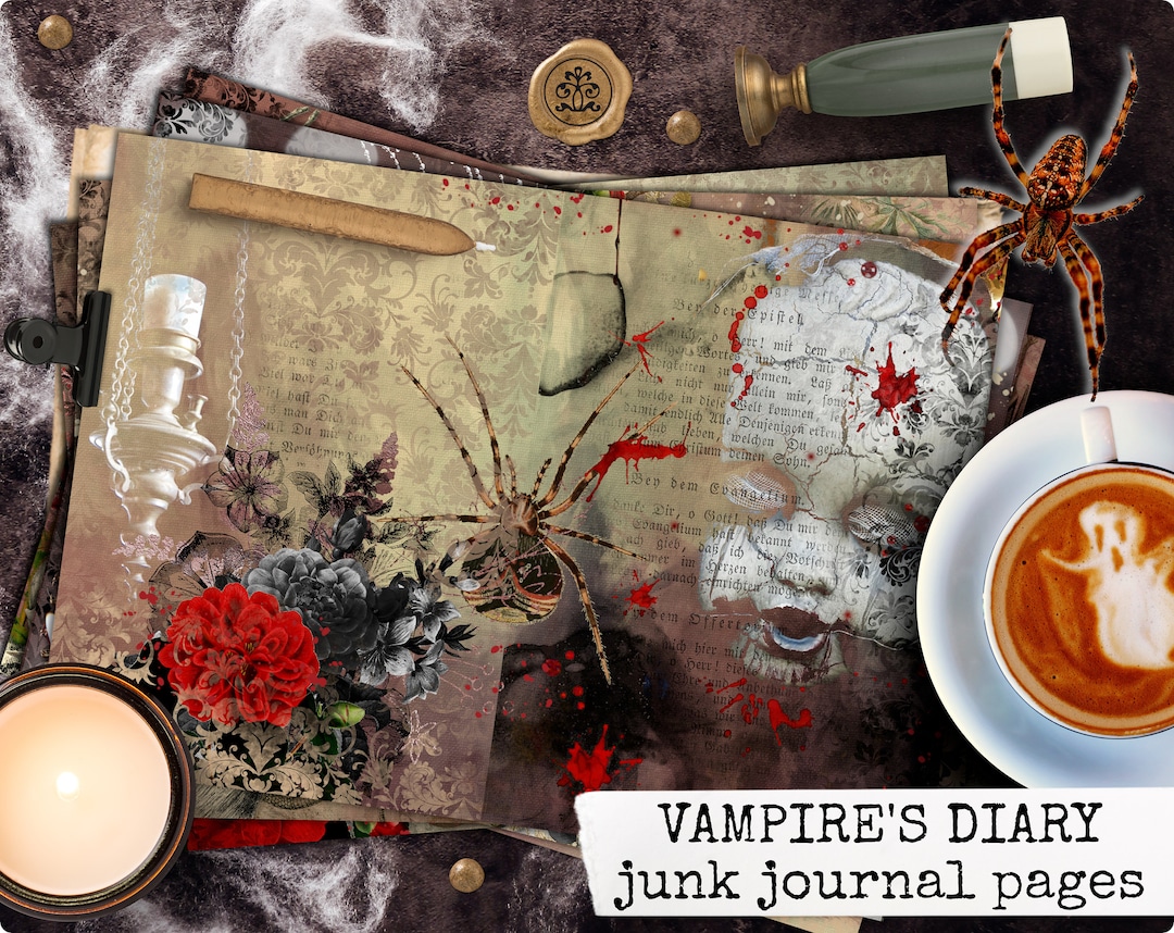 VAMPIRE'S DIARY DIN A4 Junk Journal Kit, Vampire's Diary, Vampire ...