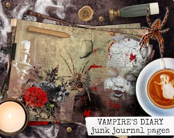 VAMPIRE'S DIARY DIN A4 Junk Journal Ephemera, Vampire's Diary, Vampire ...