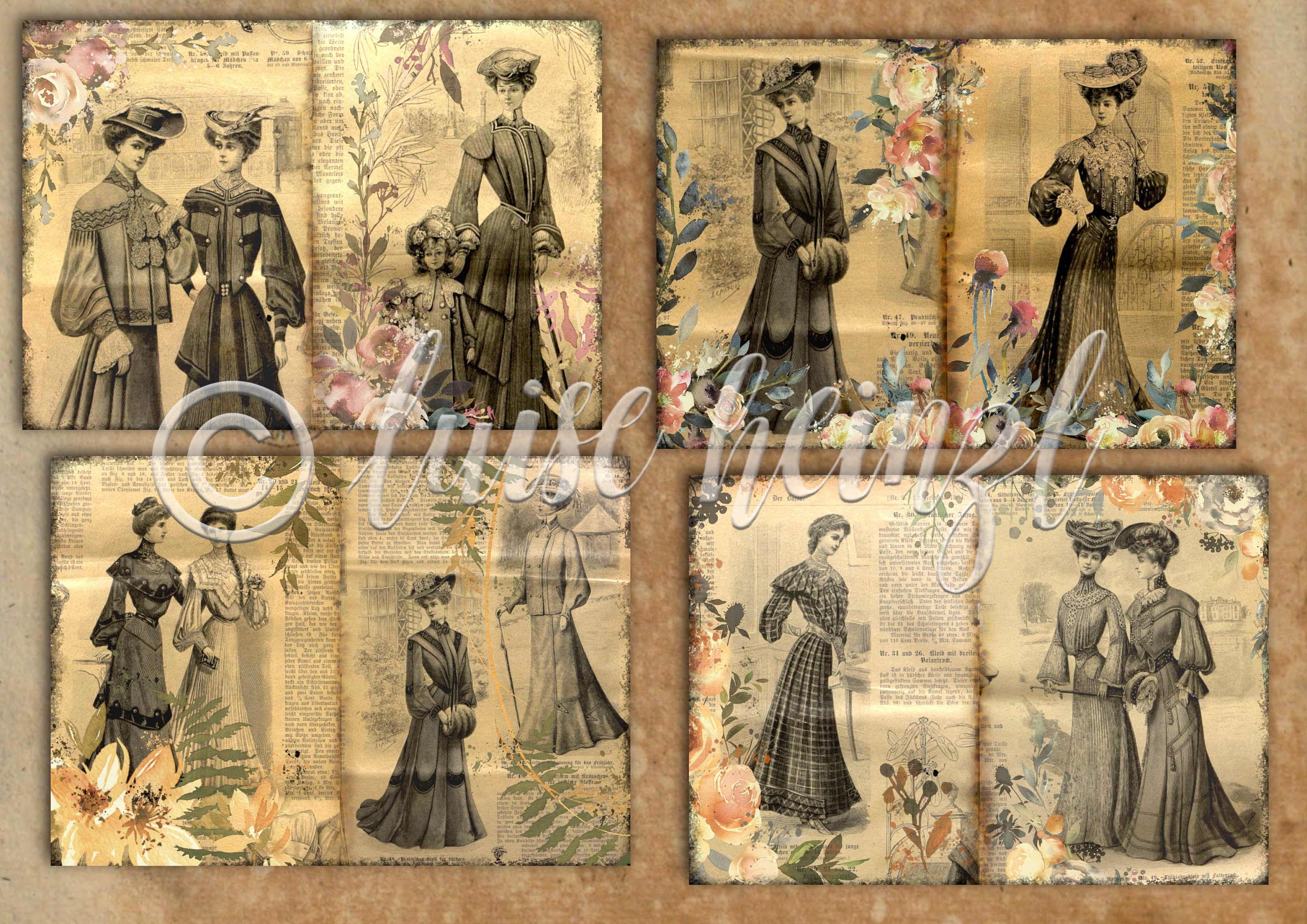 Vintage Fashion Digital Magazine, Digital Junk Journal Kit, Digital ...