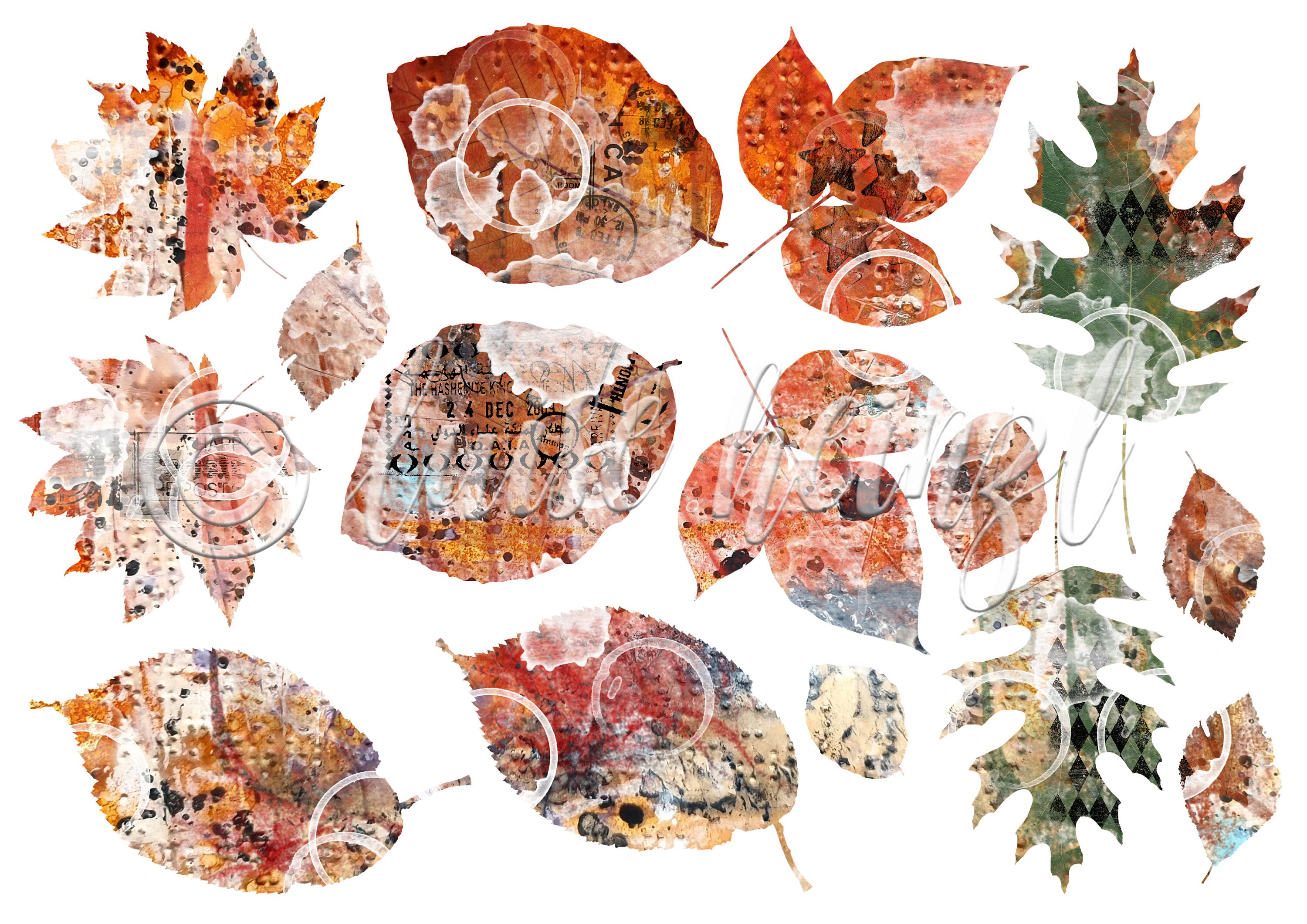 GELLI BRAILLE LEAVES Fussy Cutting Images, Autumn Ephemera for Junk ...