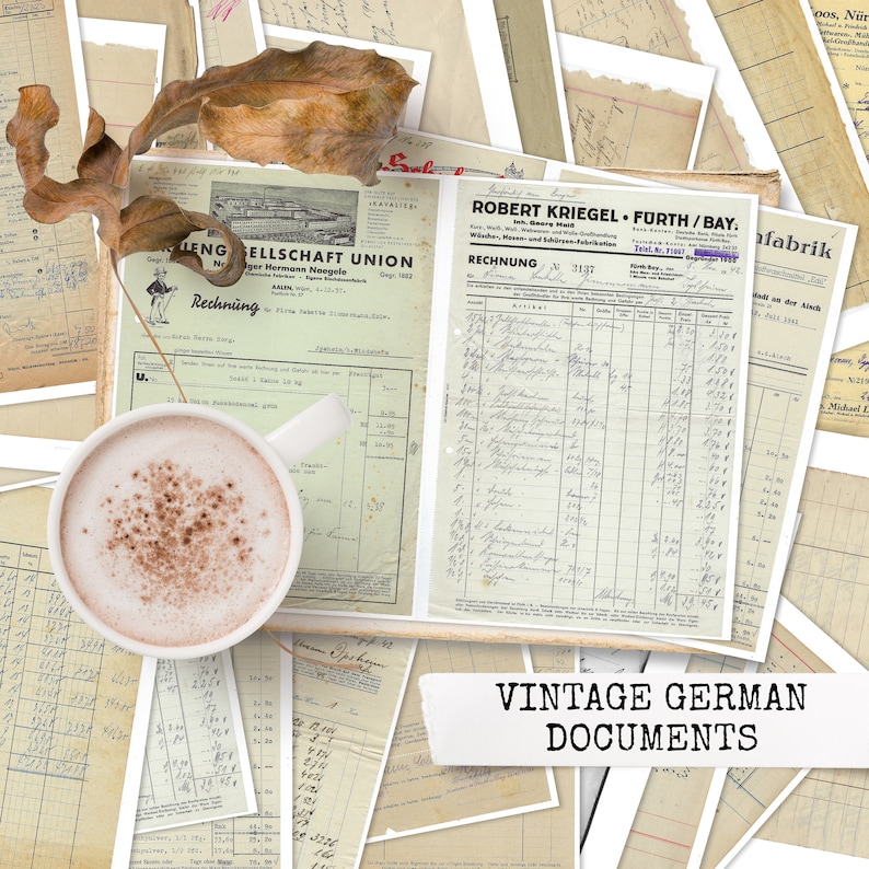 Vintage German Documents Ledger Paper Digital Printable - Etsy