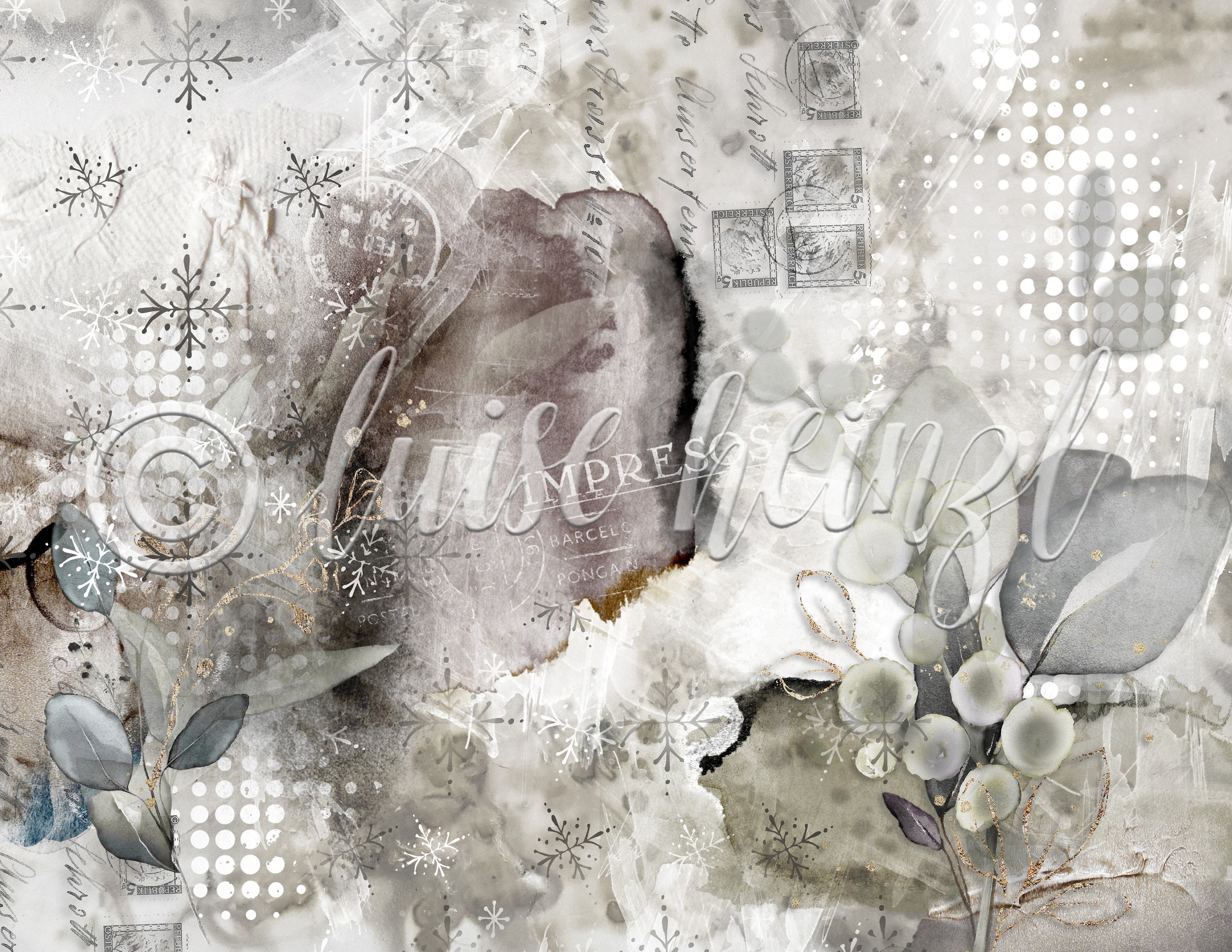 A WINTER'S DAY Junk Journal Backgrounds, Wintry Junk Journal Pages ...