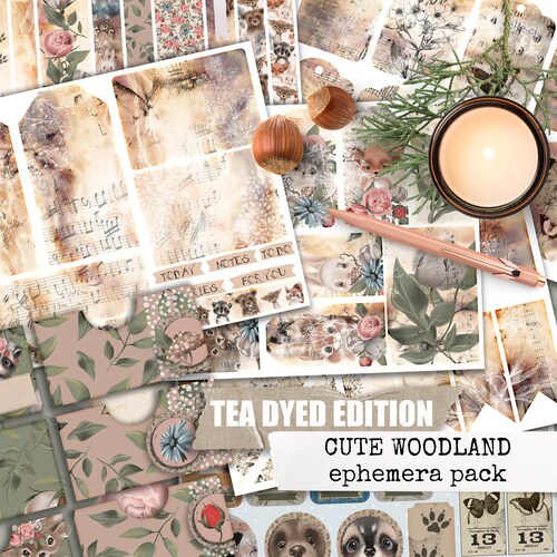 Junk Journal Background Pages Cute Woodland Woodland - Etsy