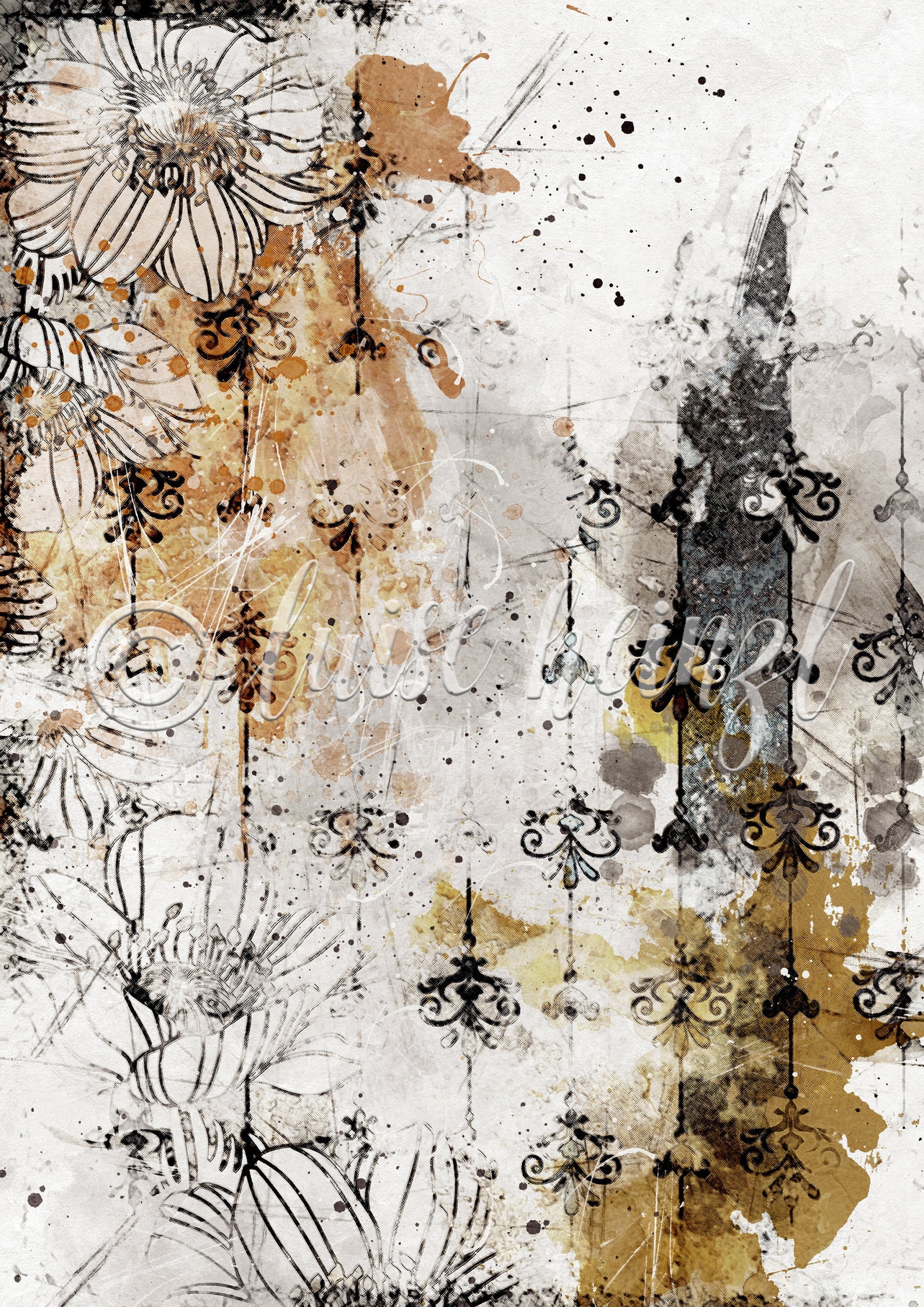 Vintage Flowers Abstract Art Edition Journal Backgrounds, Collage Paper ...