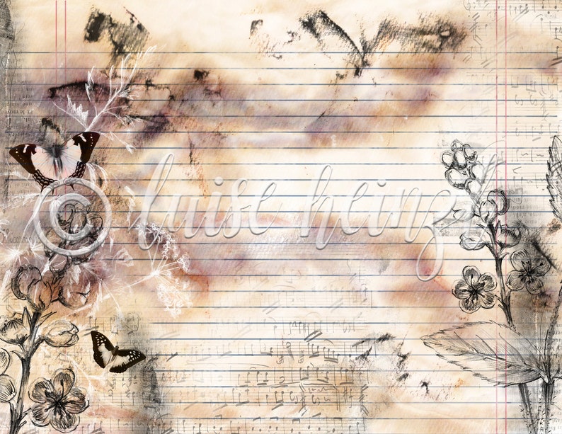 Junk Journal Lined Background Pages, Cute Woodland, Woodland Watercolor ...