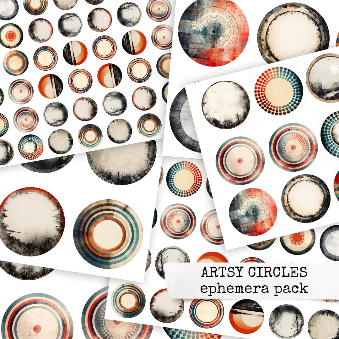 ARTSY CIRCLES Ephemera Pack for Junk Journals, Collages, Clusters ...
