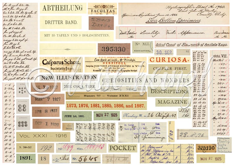 VINTAGE SNIPPETS Ephemera Pack, Creative Vintage Snippet Set With ...