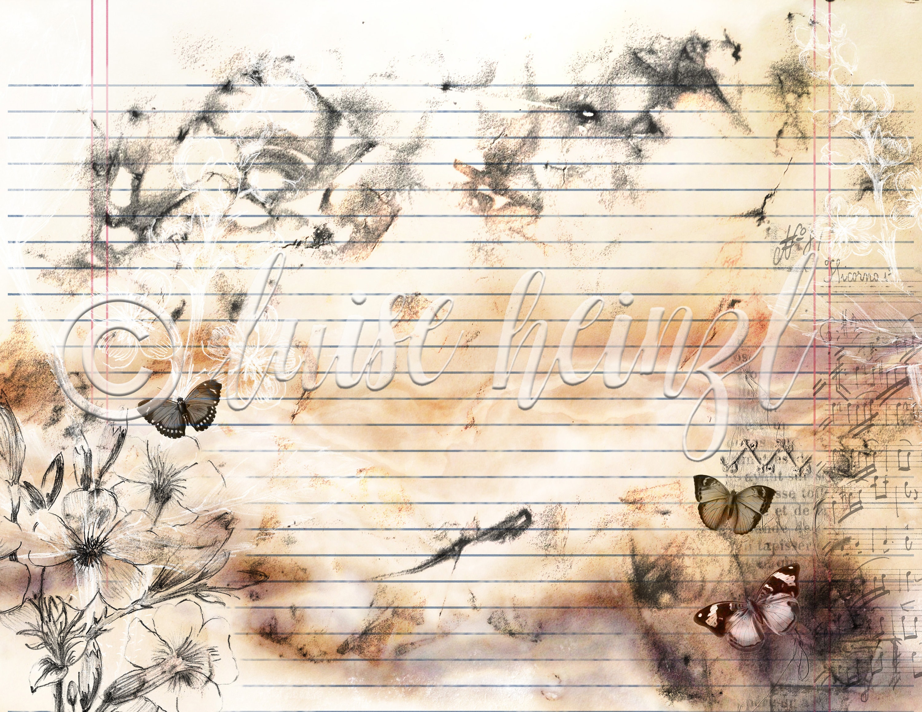 Junk Journal Lined Background Pages, Cute Woodland, Woodland Watercolor ...
