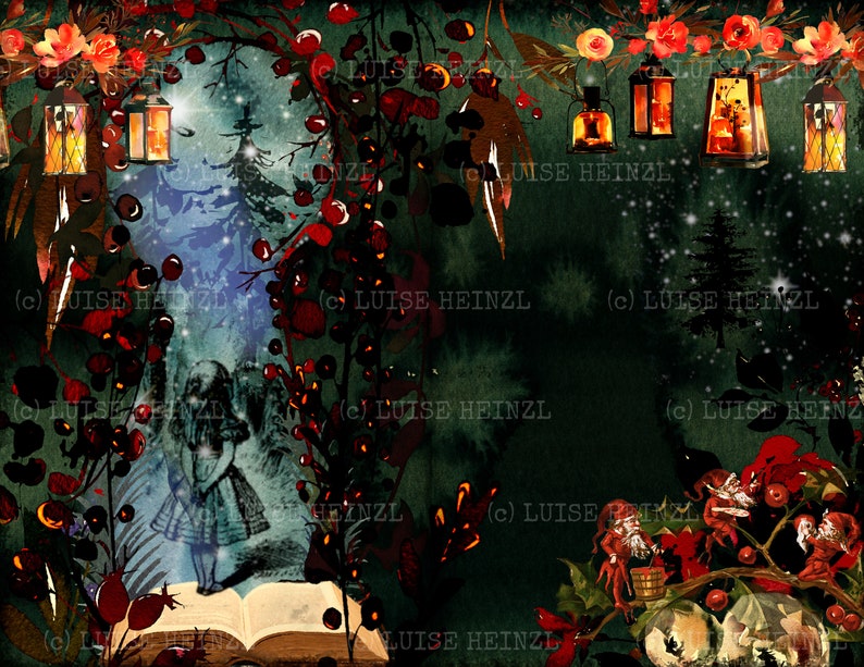 Alice in wonderland junk journal kit christmas edition | Etsy