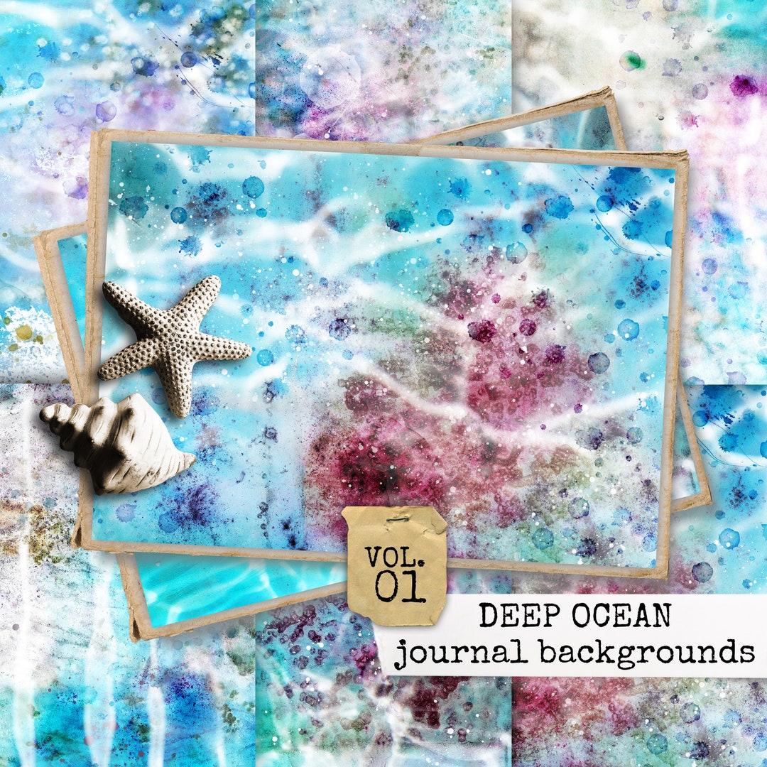 Deep Ocean Junk Journal Background Paper, Beach Collage Sheets Junk ...