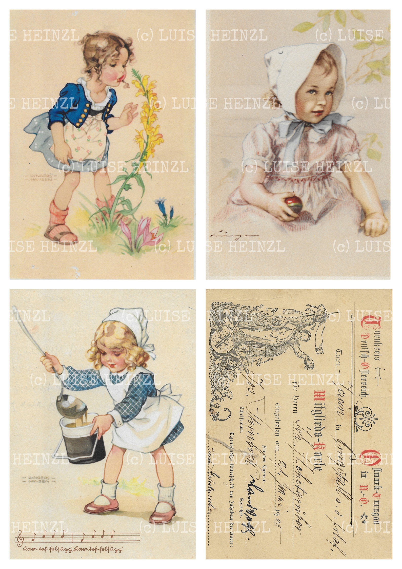 Digital Printable Postcards, Postcards Girls, Postcards Vintage ...