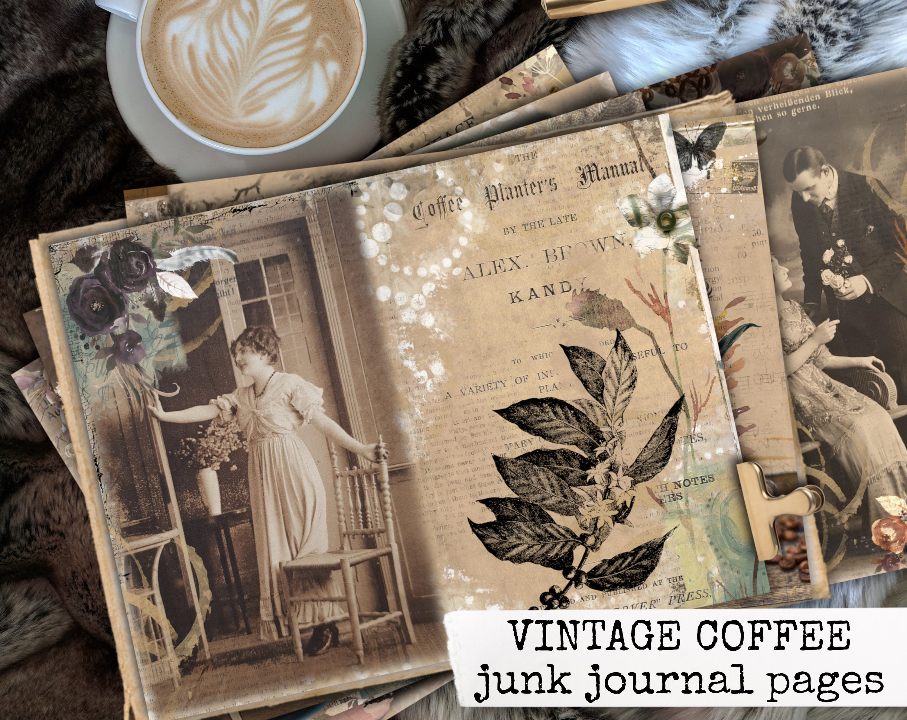 Vintage Coffee Printable Paper Sheets for Junk Journal Junk | Etsy