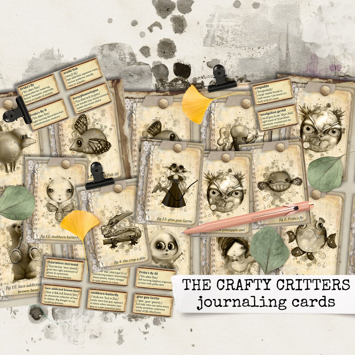 The CRAFTY CRITTERS Journaling Cards & Definition Labels Us - Etsy