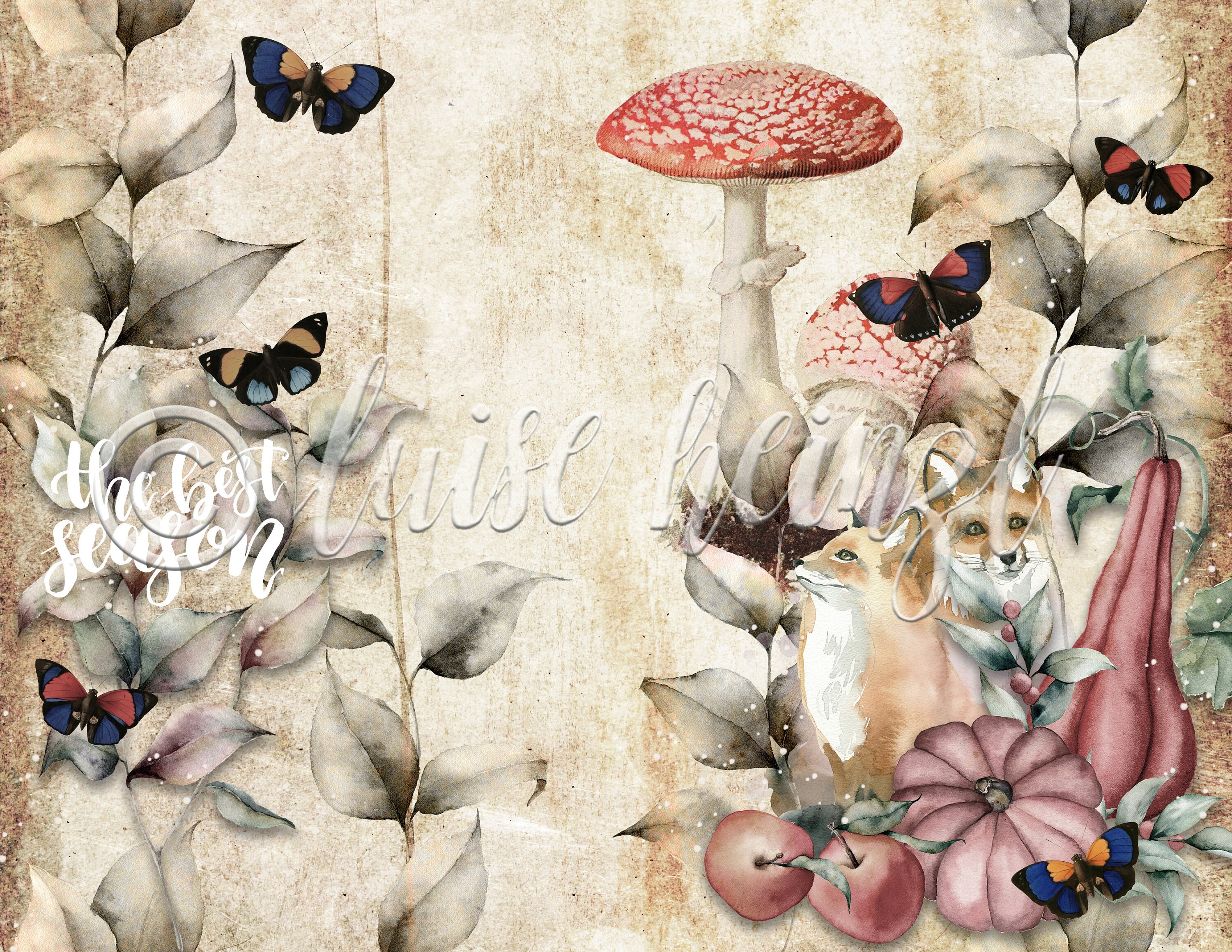 Vintage Mushrooms Fall Autumn Digital Printable Junk Journal | Etsy