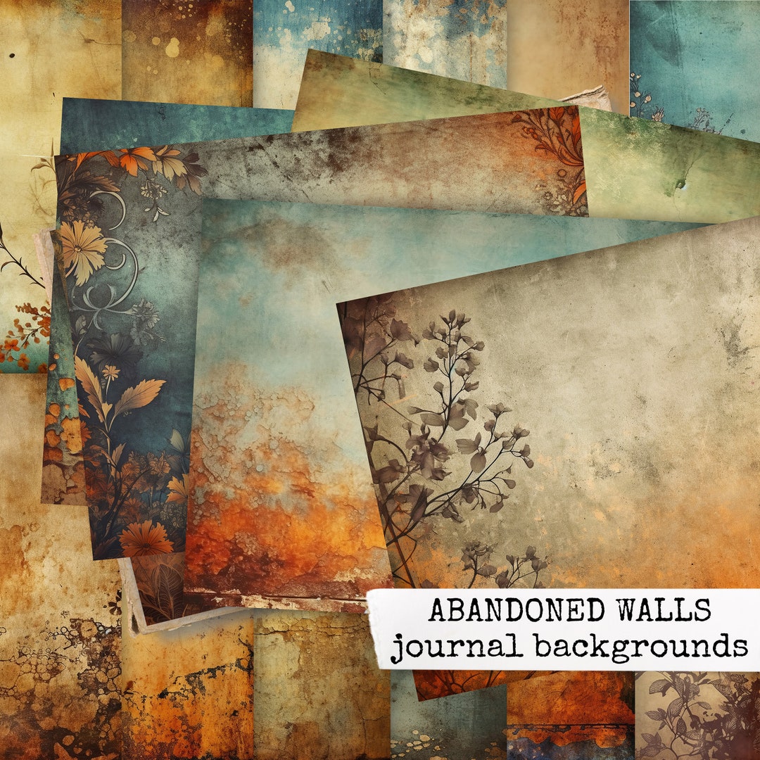 ABANDONED WALLS Journal Backgrounds, Digital Printable Paper for Junk ...