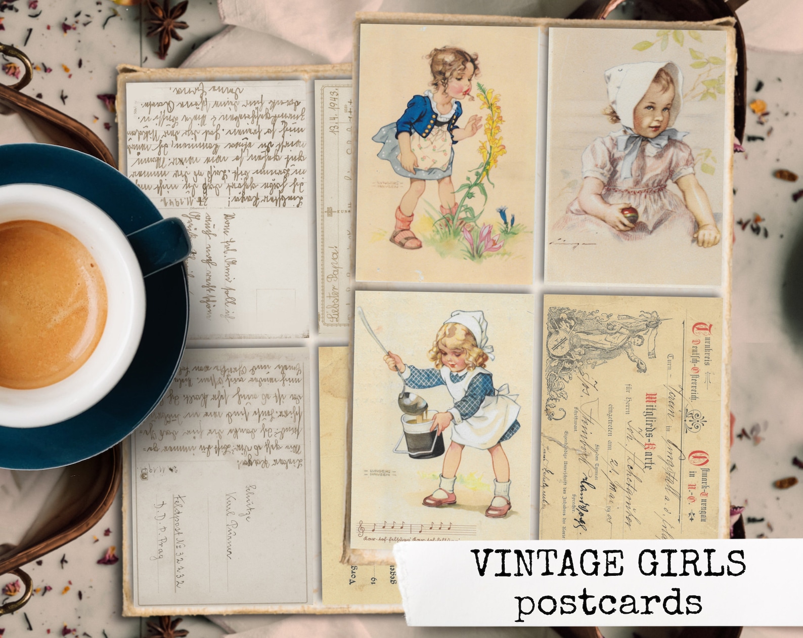 Digital Printable Postcards, Postcards Girls, Postcards Vintage ...