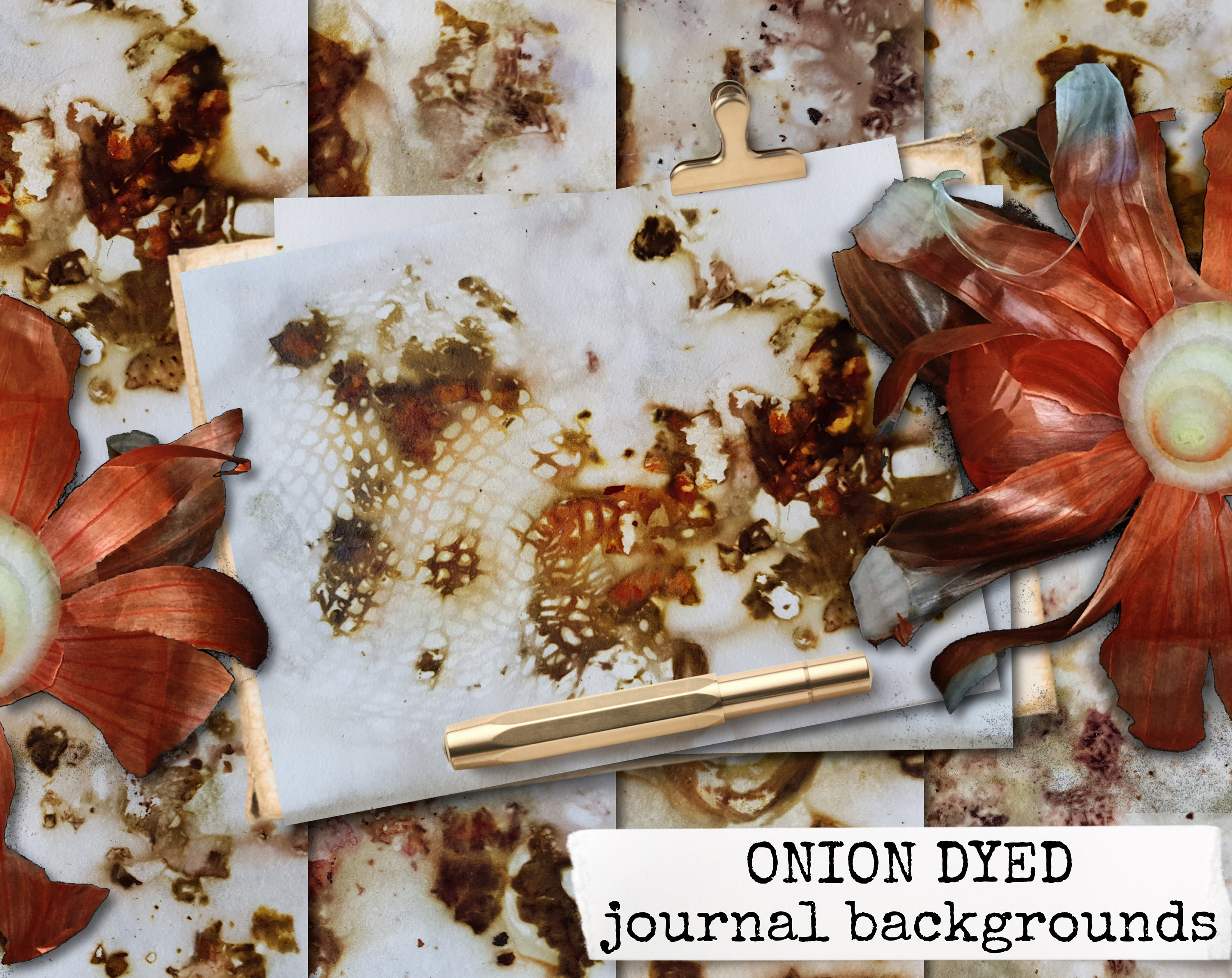 ONION DYED Background Papers Eco Dyed Papers Junk Jounal | Etsy