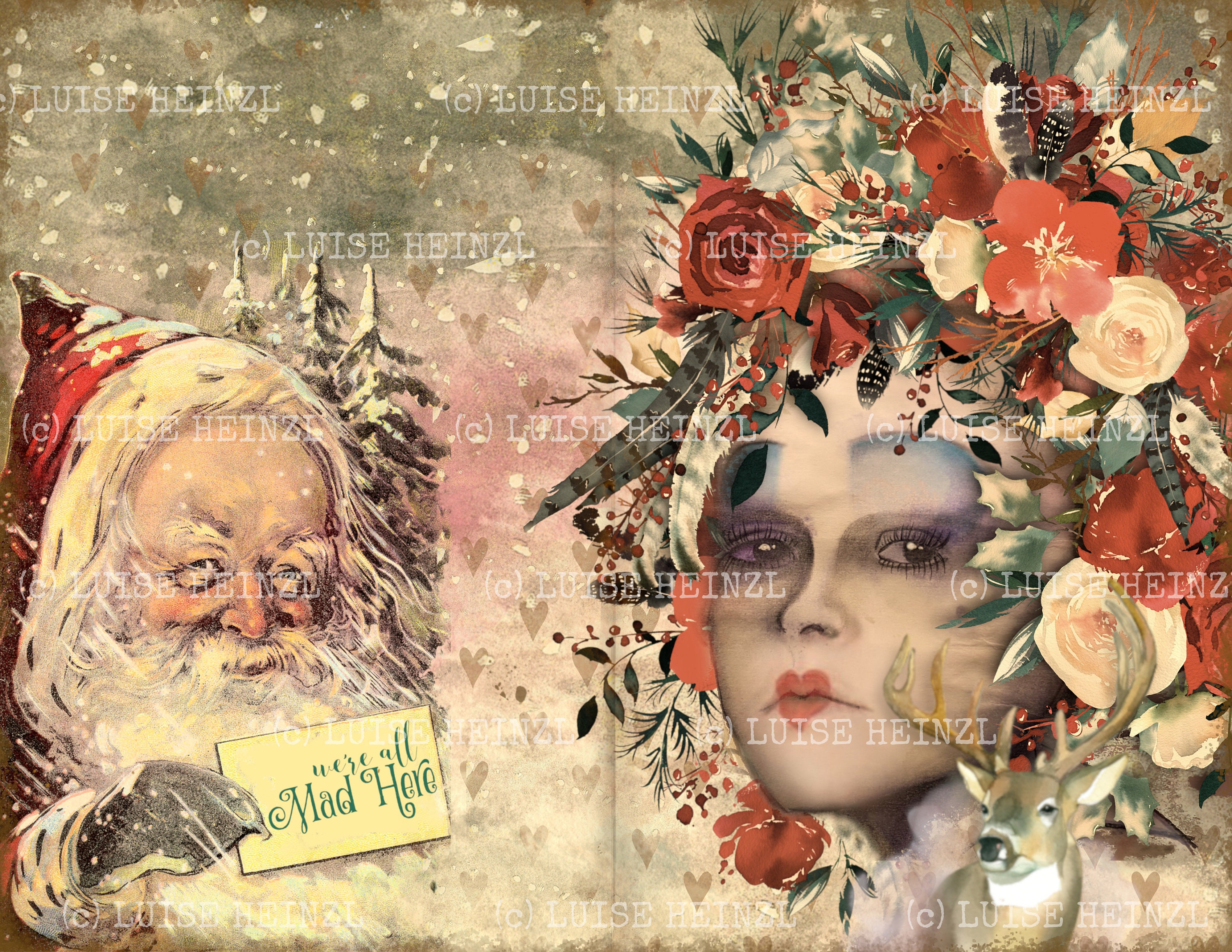 Alice in Wonderland Junk Journal Kit Christmas Edition, Digital ...