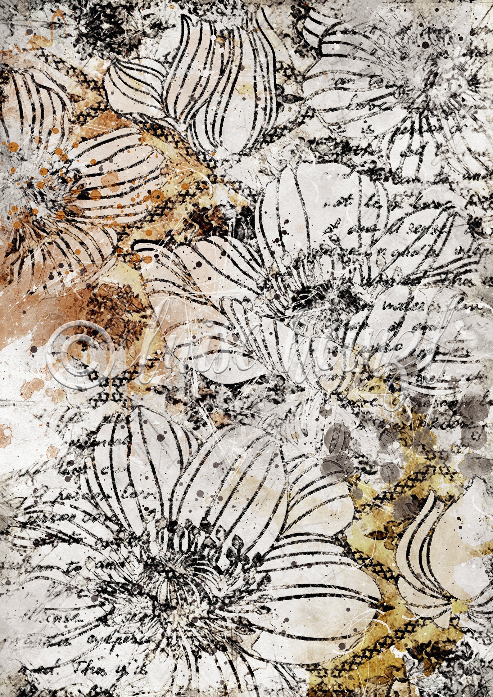 Vintage Flowers Abstract Art Edition Journal Backgrounds, Collage Paper ...