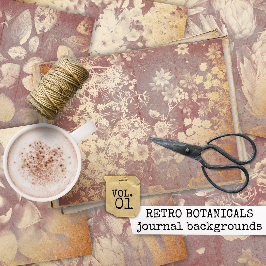 RETRO BOTANICALS Digital Printable Junk Journal Pages, Paper for ...