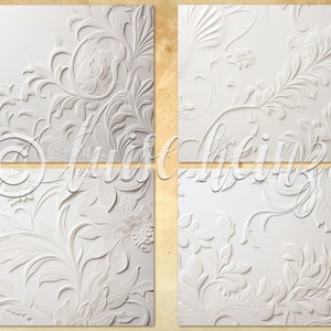 WHITE EMBOSSED Junk Journal Backgrounds, Embossed Neutral White Elegant ...