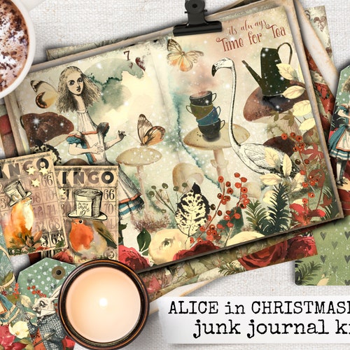 Printable Alice in Wonderland Junk Journal Pages Digital - Etsy