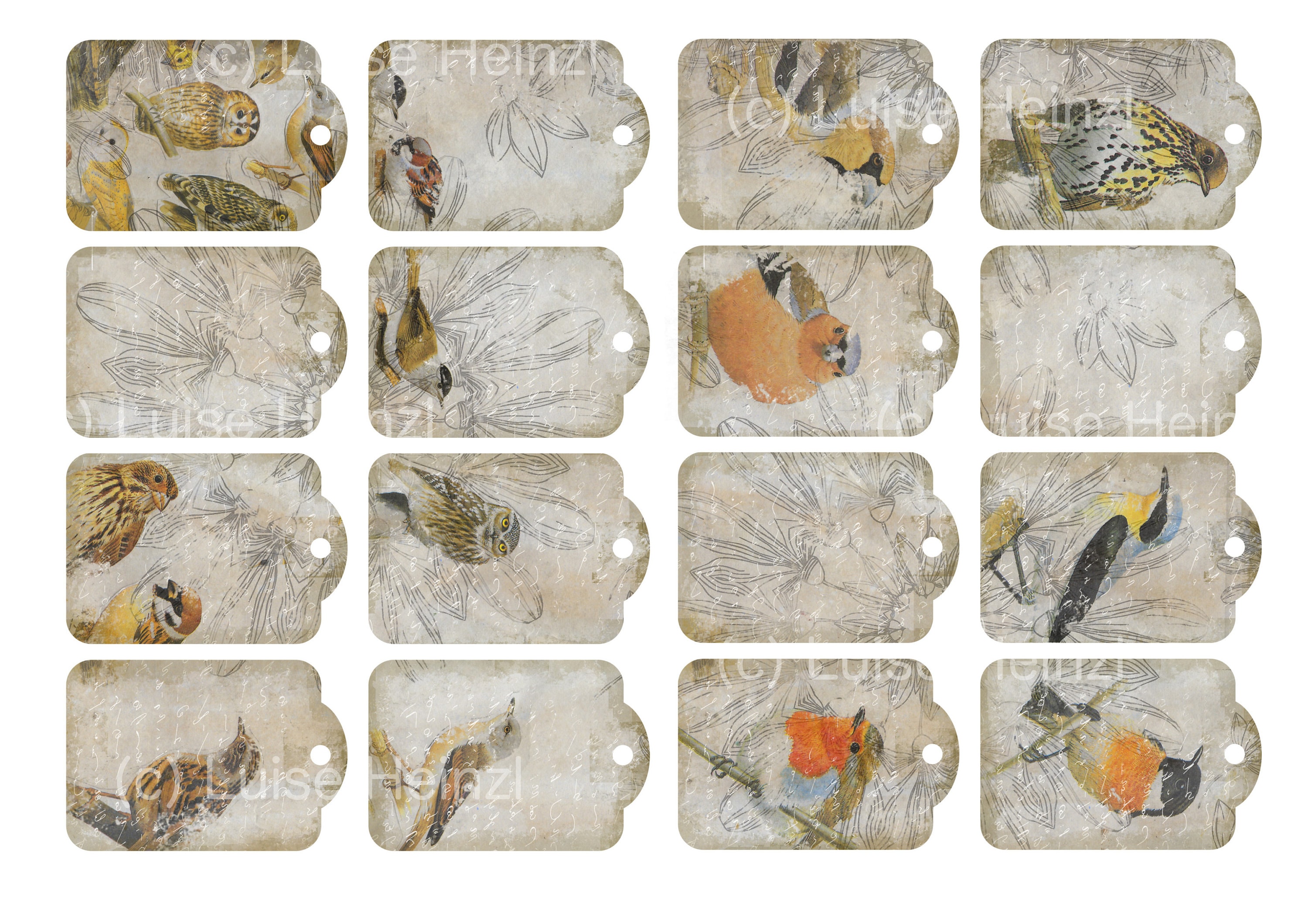 Vintage Birds Digital Printable Junk Journal Kit Instant - Etsy