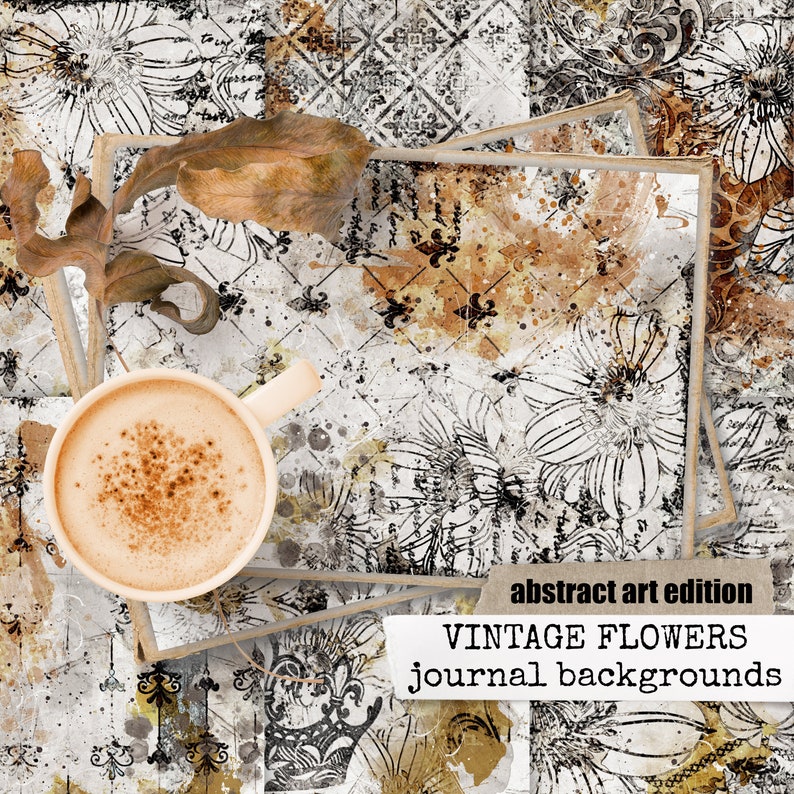Vintage Flowers Abstract Art Edition Journal Backgrounds - Etsy