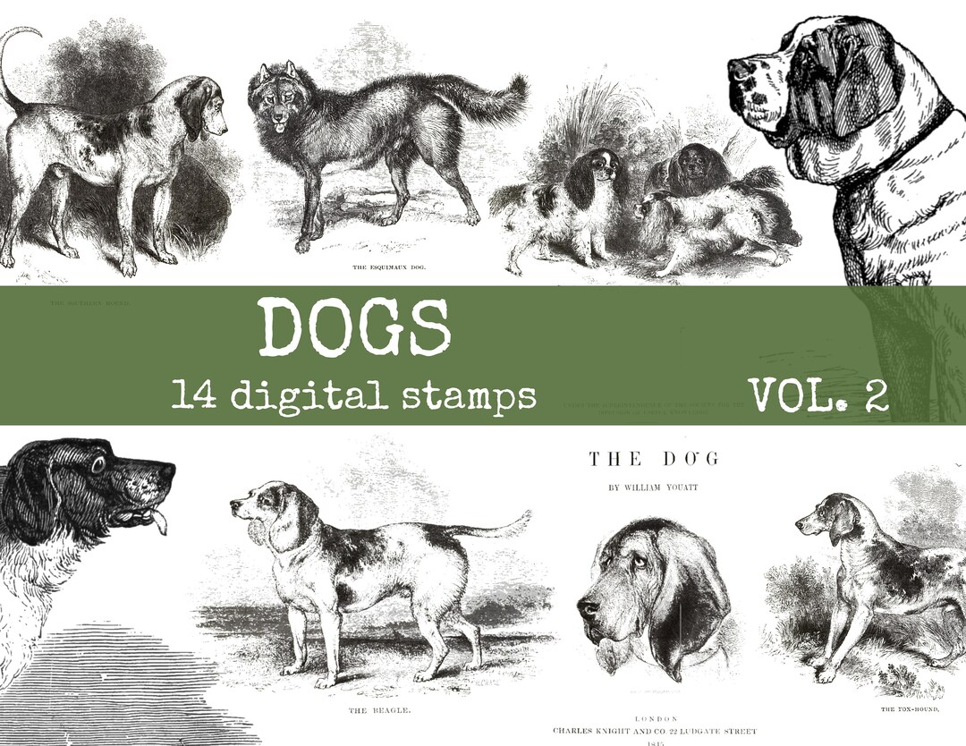 Dogs Digital Stamps, Photoshop Overlay, Cliparts for Digital Designers ...