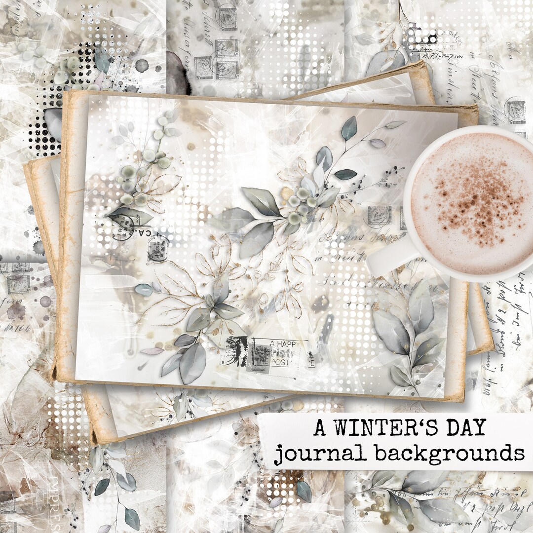 A WINTER'S DAY Junk Journal Backgrounds, Wintry Junk Journal Pages ...