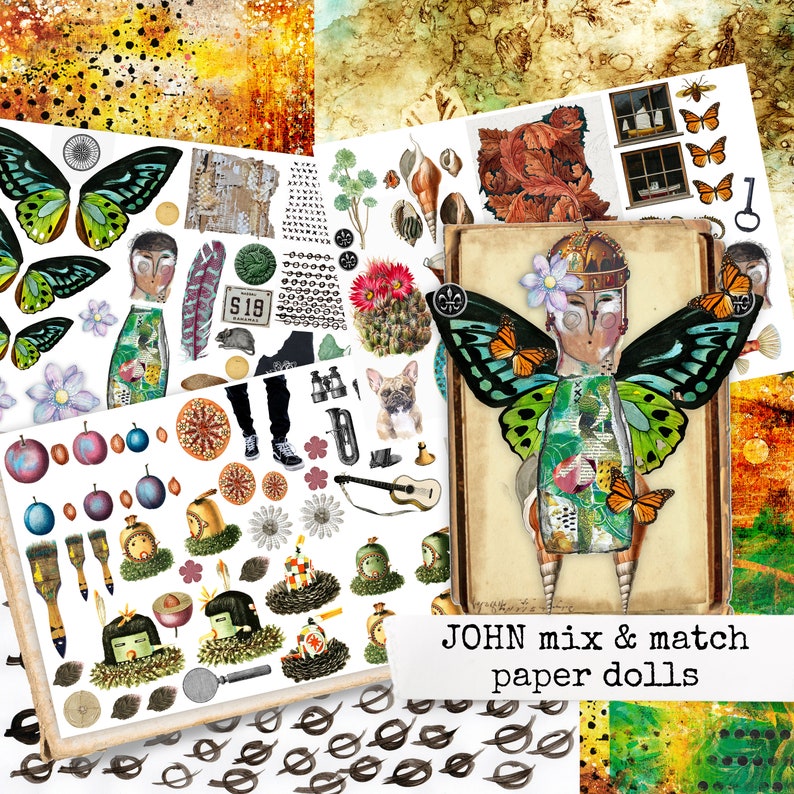 Paper Dolls JOHN Digital Printable Collage Sheets for Junk Journal ...