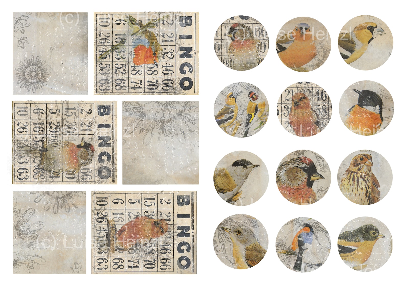 Vintage Birds Digital Printable Junk Journal Kit Instant - Etsy