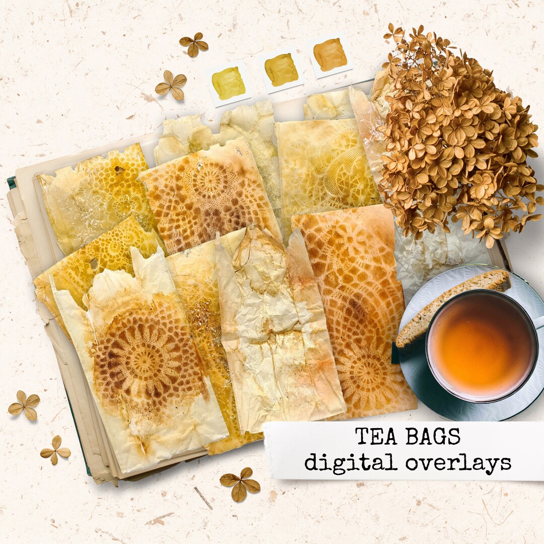 Vintage Tea Bags, Photoshop Overlay, Cliparts for Digital Designers ...