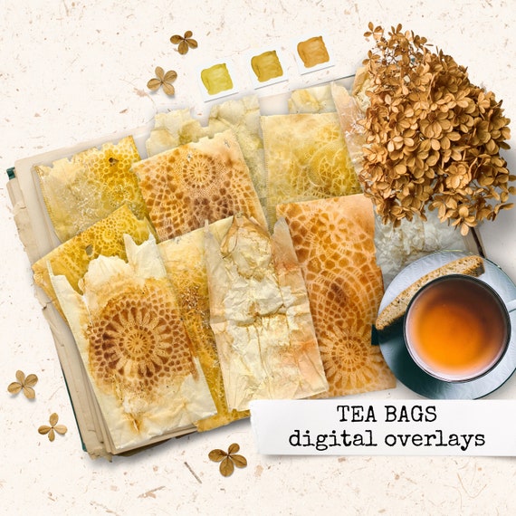 Vintage Tea Bags Photoshop Overlay Cliparts for Digital - Etsy
