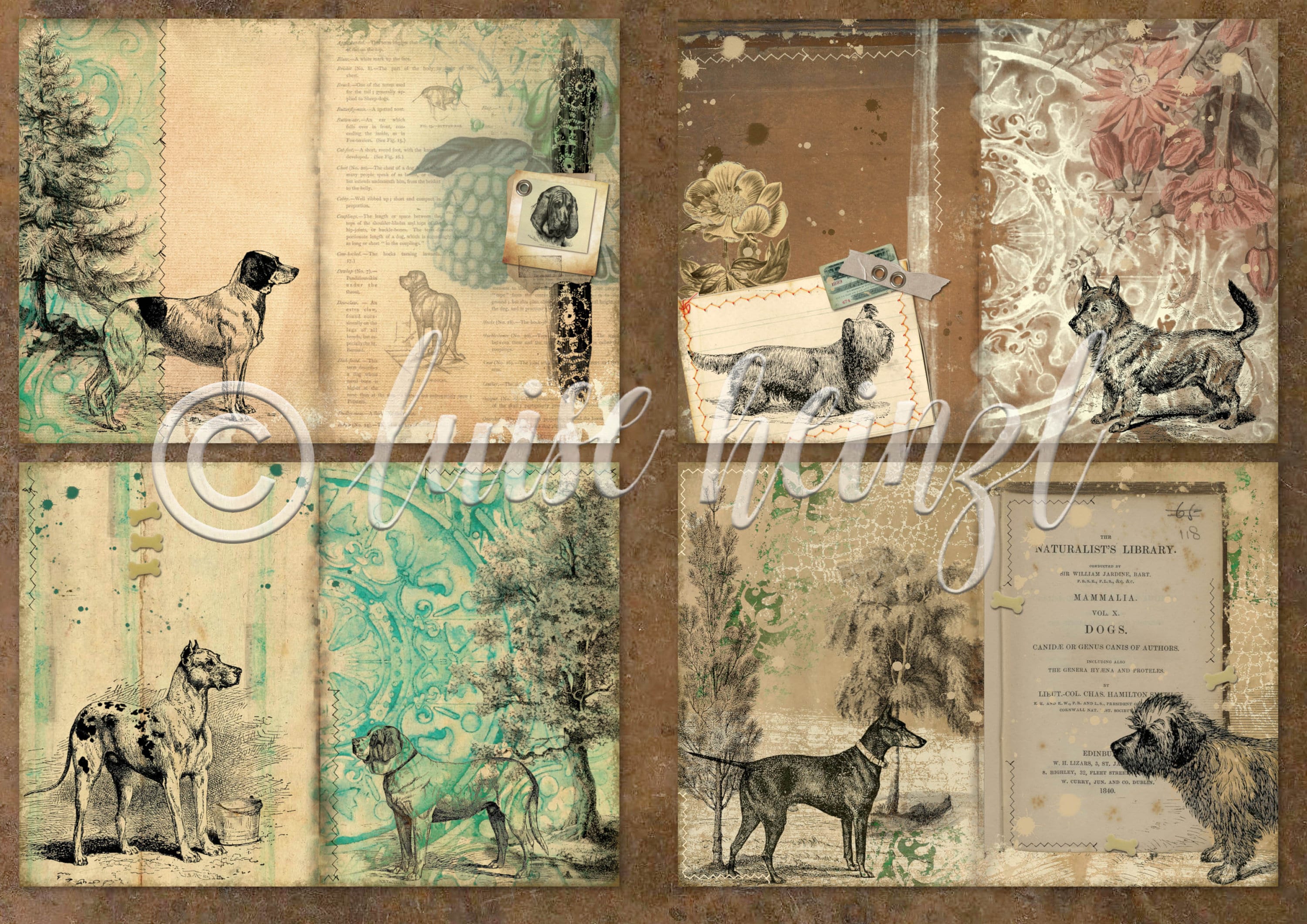 Dog junk journal kit printable journal kit digital collage | Etsy