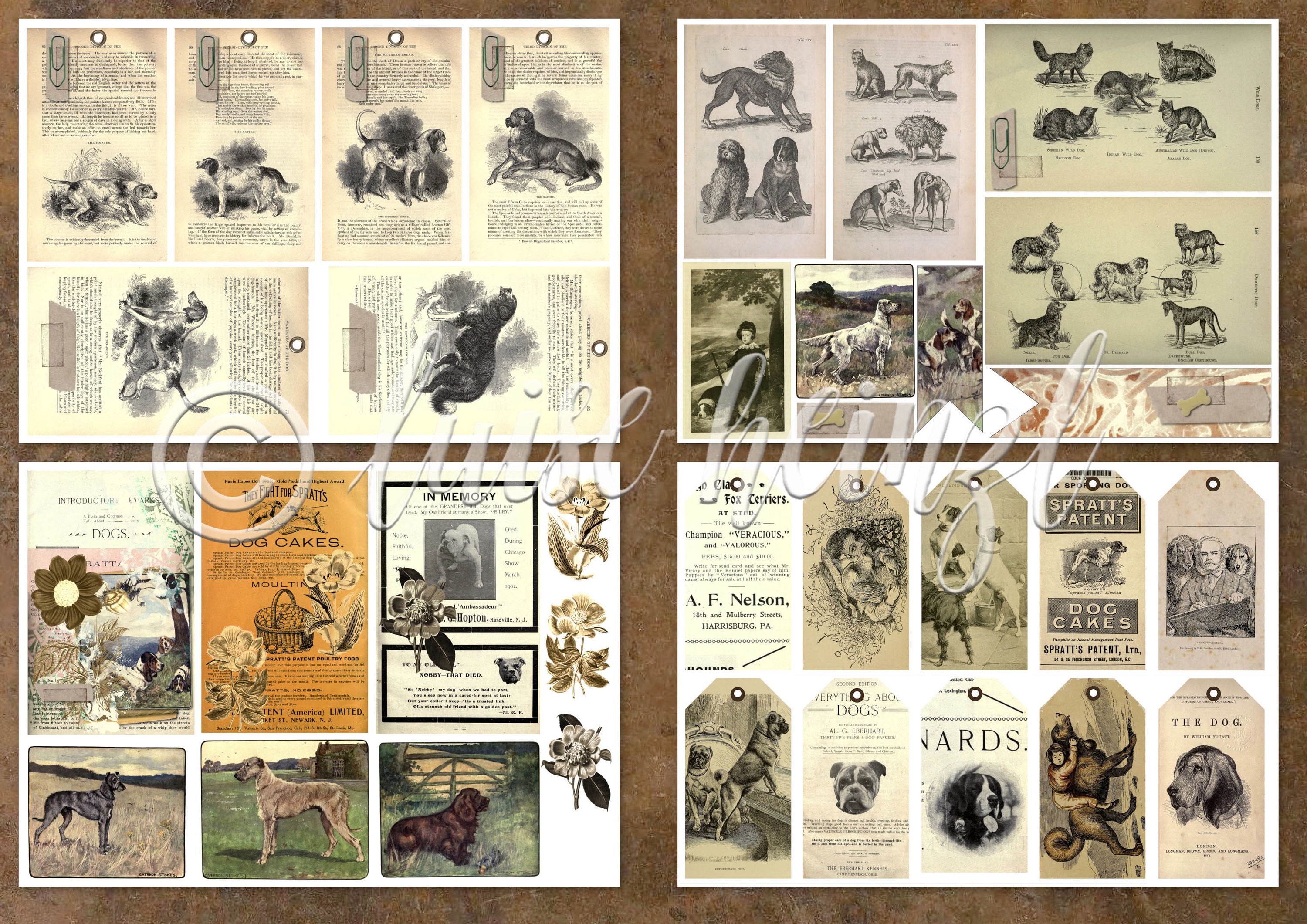 Dog Junk Journal Kit Printable Journal Kit Digital Collage | Etsy