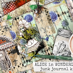 Alice in Wonderland Junk Journal Kit, Digital Printable Kit, Collage ...