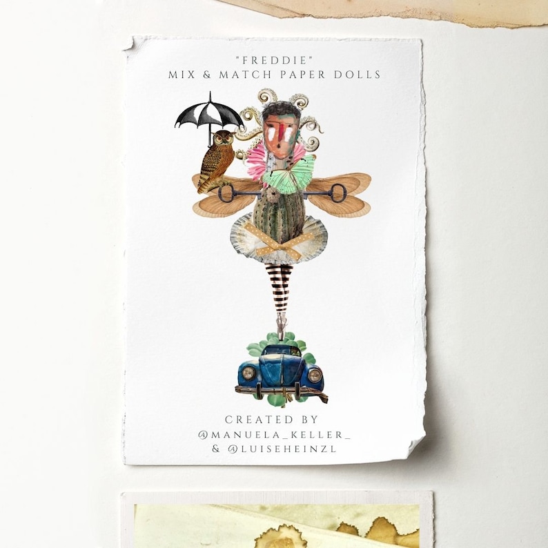 Paper Dolls FREDDIE Digital Printable Collage Sheets for Junk Journal ...