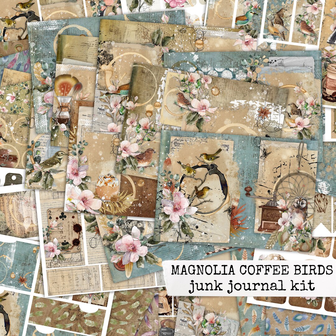 MAGNOLIA COFFEE BIRDS Junk Journal Kit, Magnolia Paper, Birds Printable ...