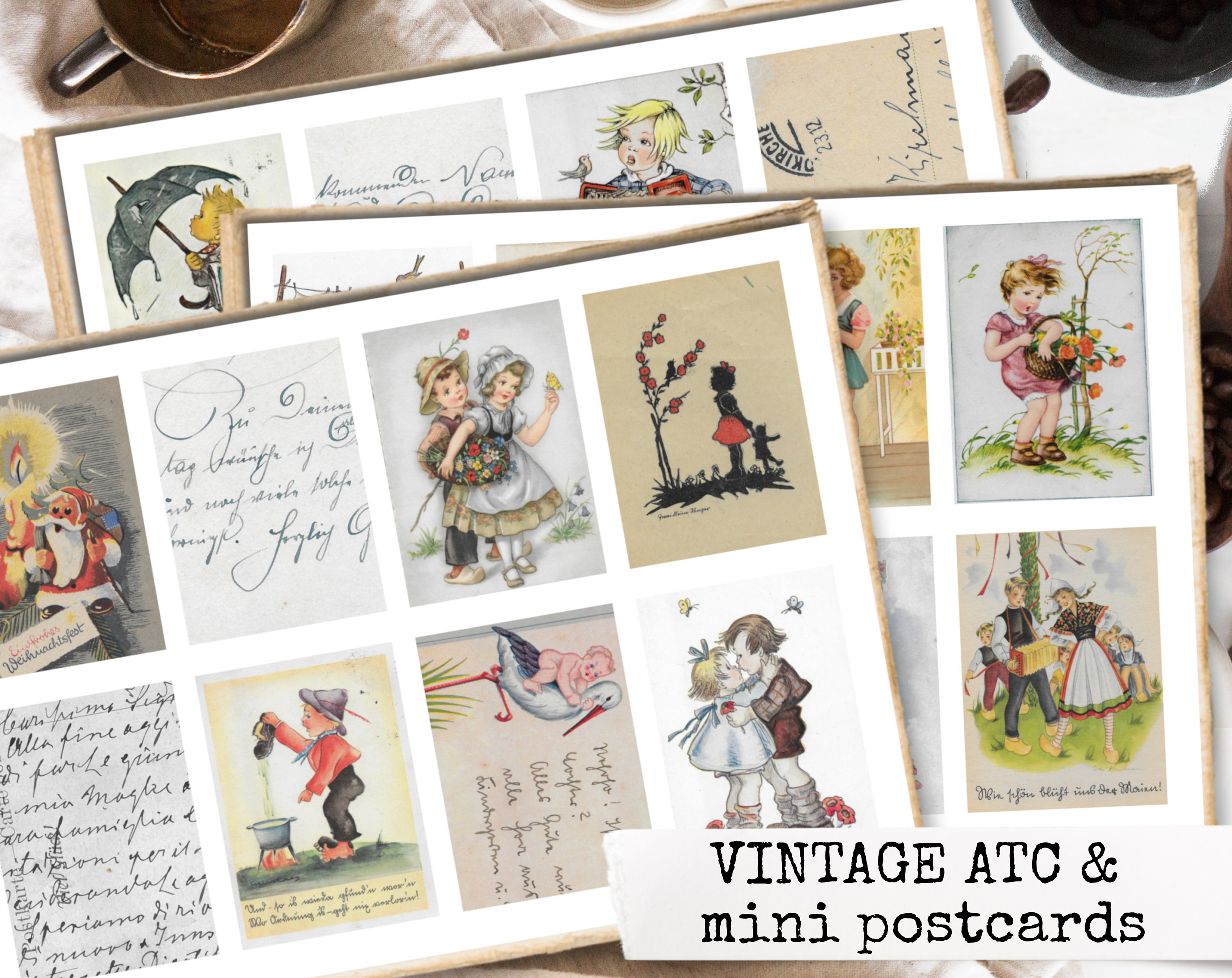 VINTAGE ATC Mini Postcards Journal Printable Junk Journal - Etsy