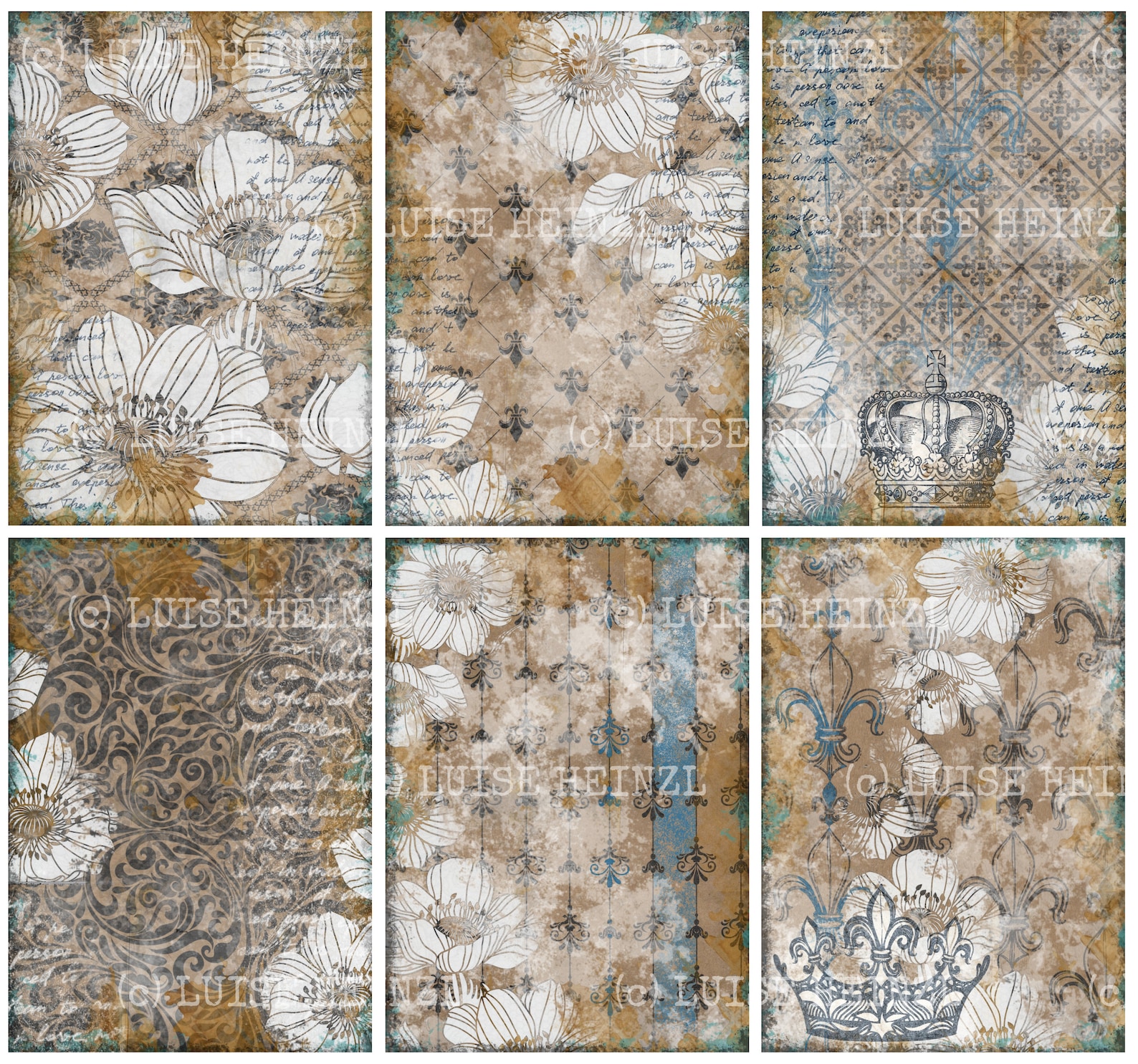 VINTAGE FLOWERS Backgrounds DIN A4 Vintage Background - Etsy