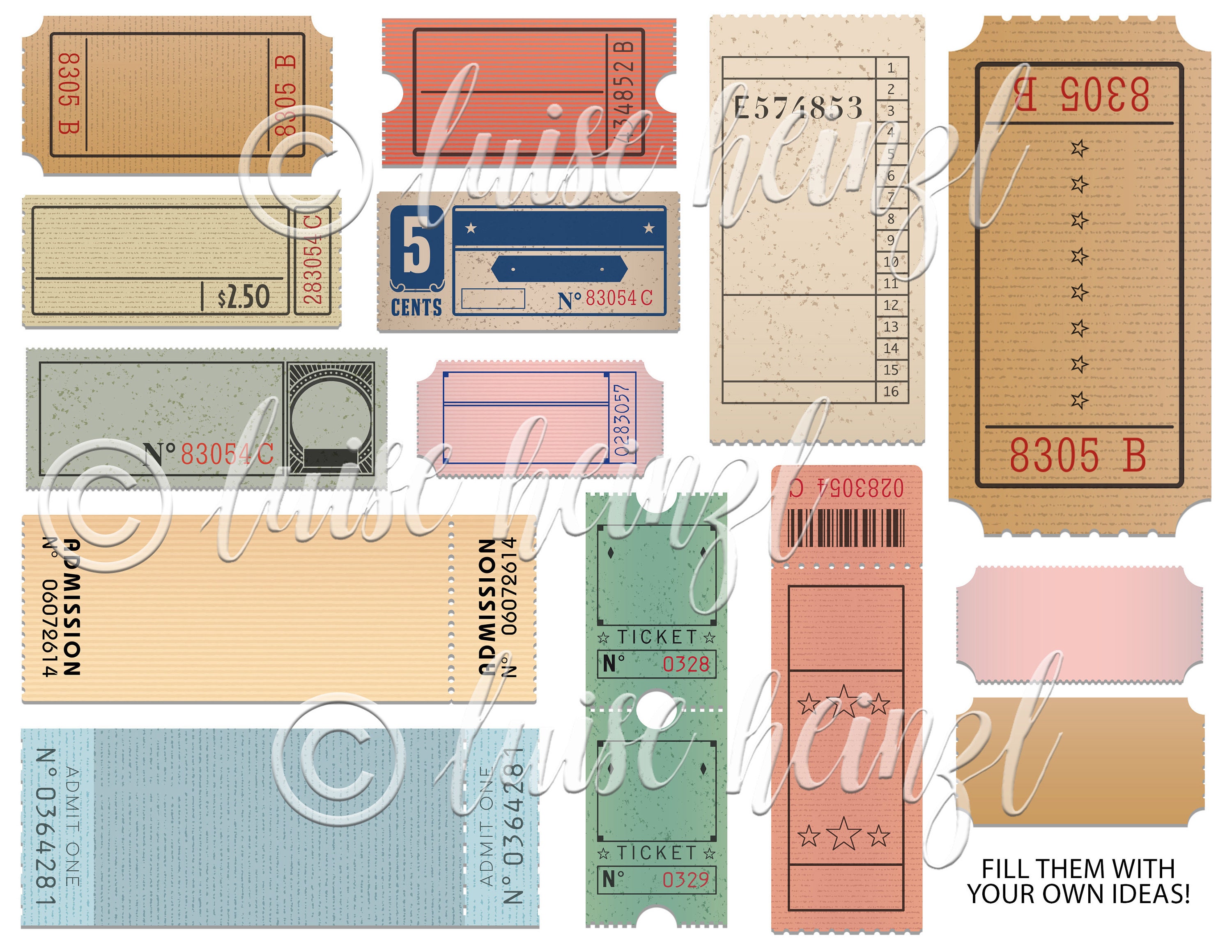 Junk Journal Quotes Ticket Ephemera, Vintage Ticket Ephemera for Junk ...