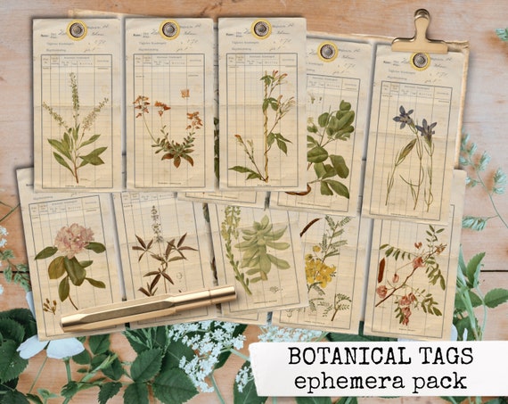 BOTANICAL TAGS EPHEMERA Pack Us Letter & Din A4 Botanical - Etsy