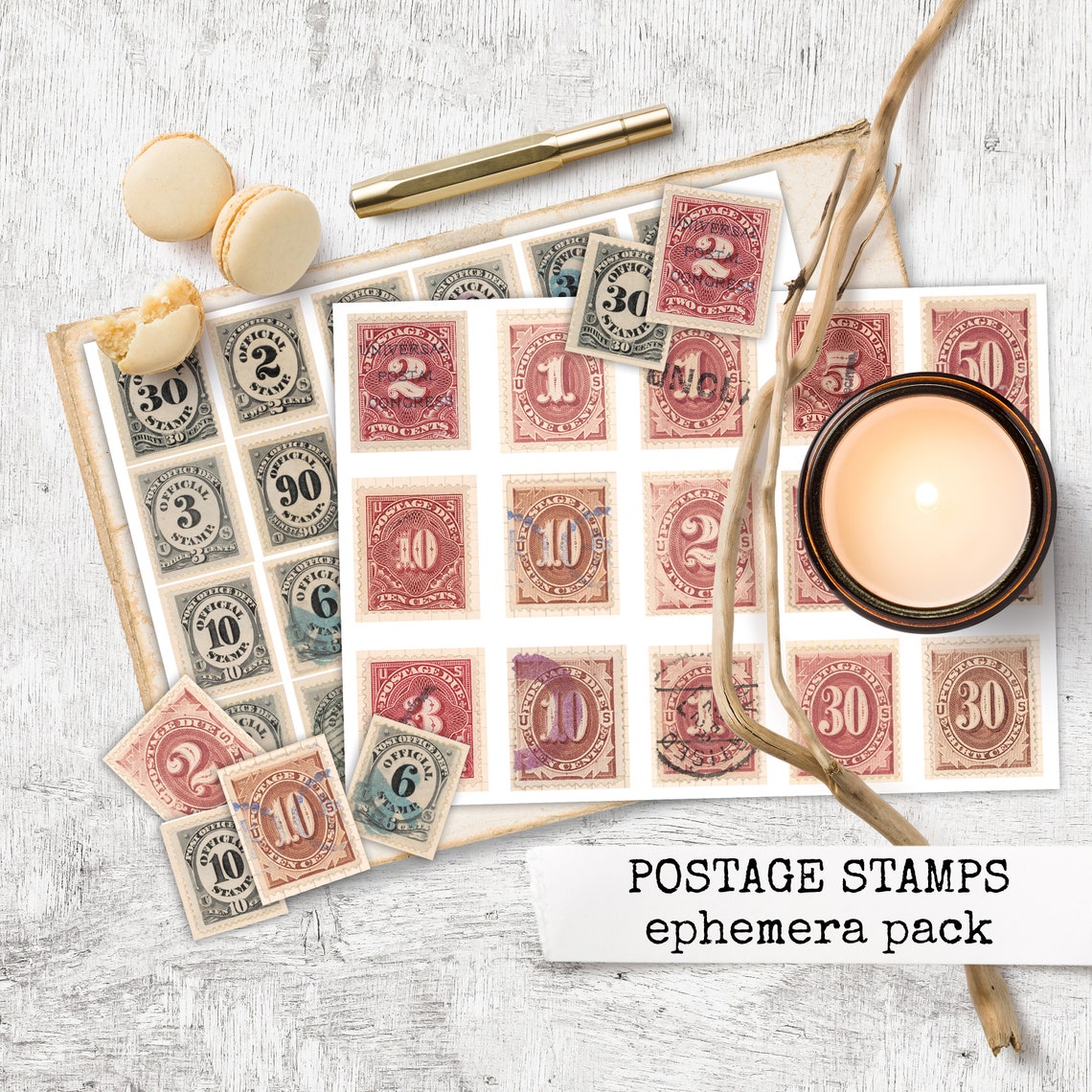 Postage Stamps Printable Ephemera for Junk Journal Hobby Crafting ...