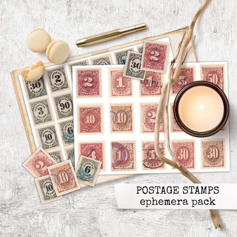 Postage Stamps Printable Ephemera for Junk Journal Hobby Crafting ...