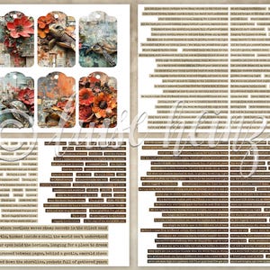 RAGGEDY TURTLE BLOOM Floral Junk Journal Ephemera, Printable Paper ...