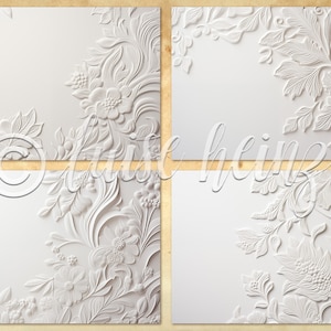 WHITE EMBOSSED Junk Journal Backgrounds, Embossed Neutral White Elegant ...