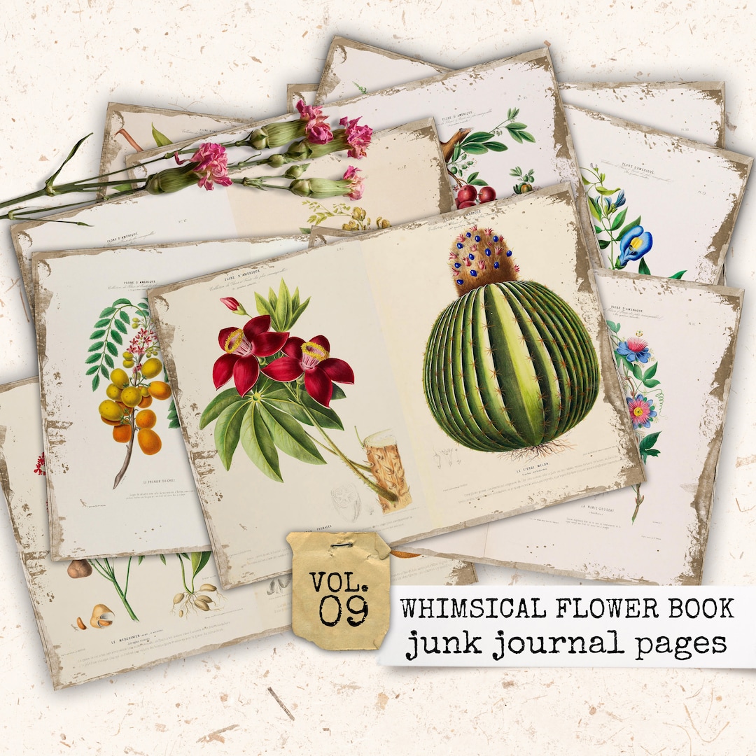 Vintage Floral Book Pages for Junk Journals, Digital Download Flower ...