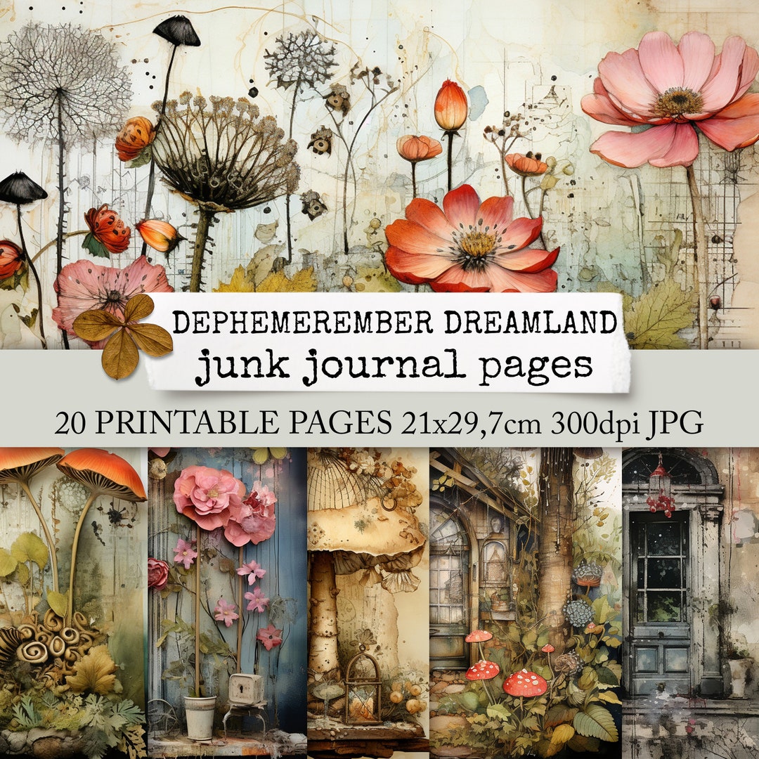DEPHEMEREMBER DREAMLAND Junk Journal Pages, Digital Paper for Youtube ...