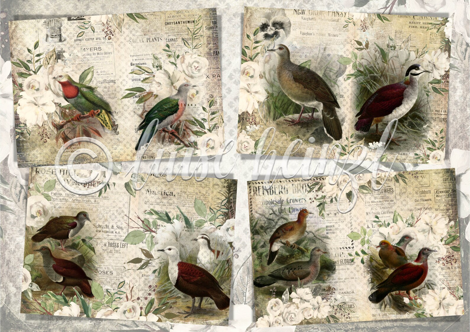 Nostalgic Birds Junk Journal Kit, Digital Printable Download Paper ...